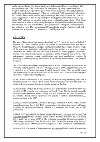 Data Storage in DNA Documentation | PDF
