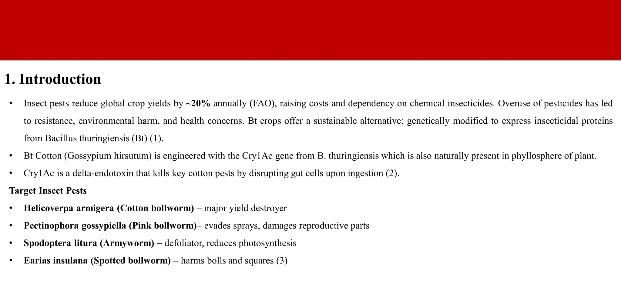Cry1Ac-Mediated Insect/Pest Resistance in Cotton: Transformation ...