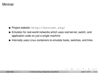 Lab 5: Interconnecting a Datacenter using Mininet | PPT