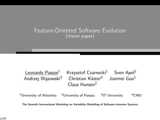 Feature-Oriented Software Evolution | PPT