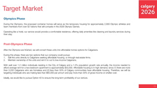 2026 Calgary Olympics: Container Homes Feasibility Pitch Book | PPT