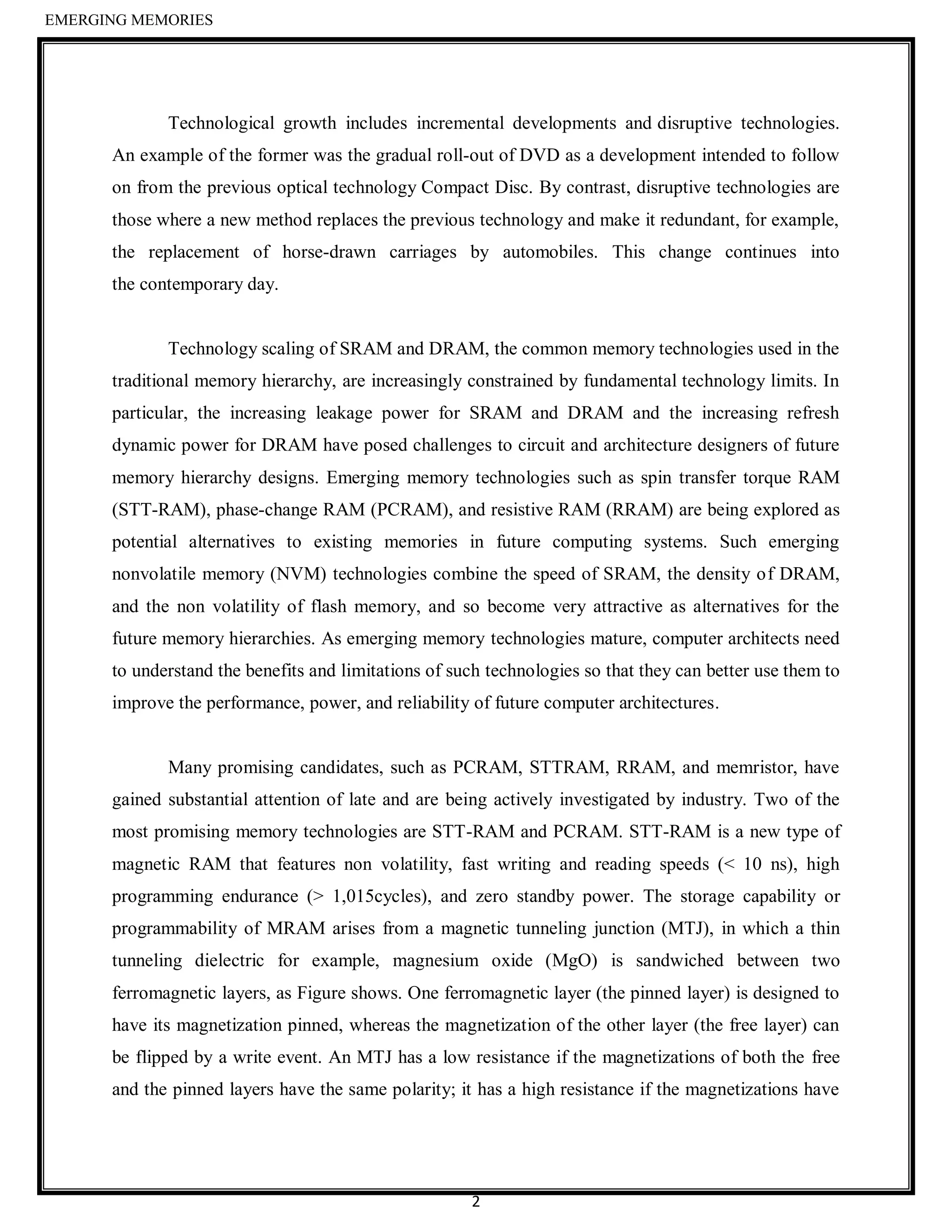 emerging memory technologies Document | PDF