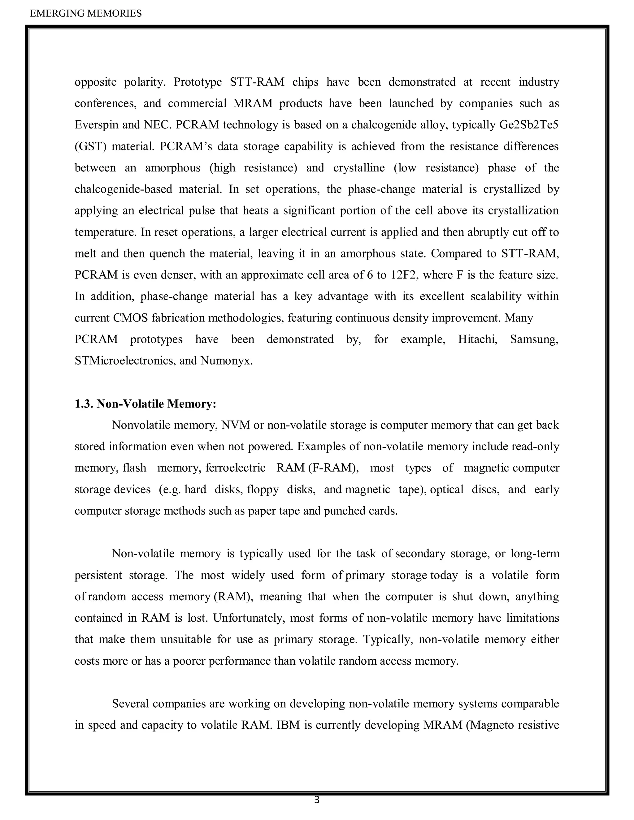 emerging memory technologies Document | PDF