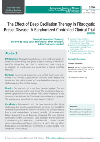 The Effect of Deep Oscillation in Fibrocystic Breast Disease. A ...