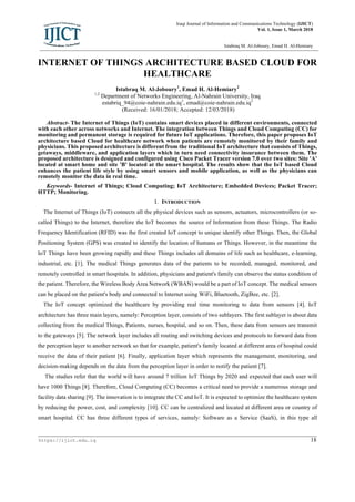 Internet of Things Architecture Based Cloud for Healthcare | PDF