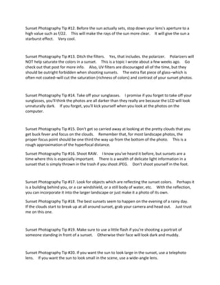 Sunset photography | PDF