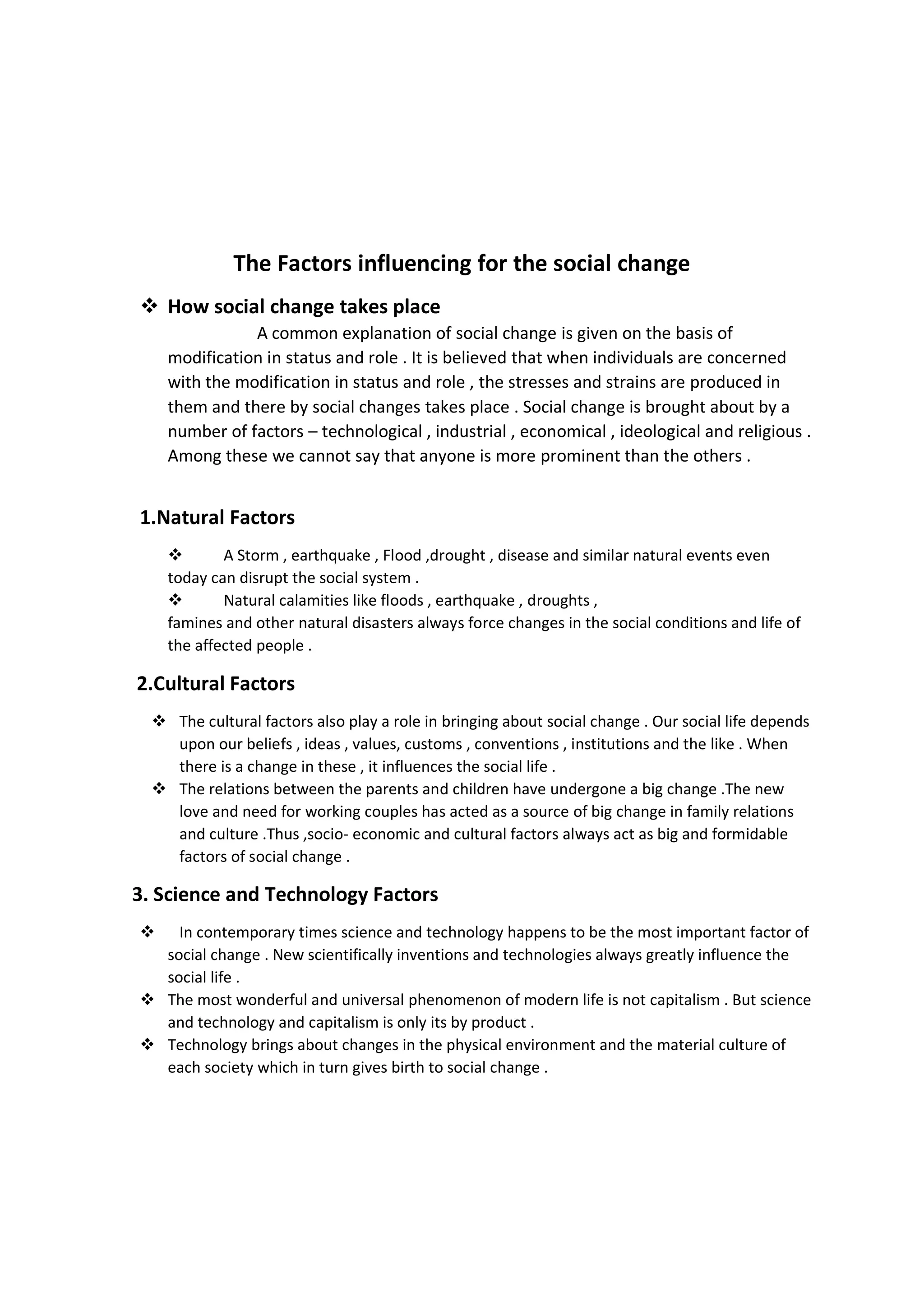 Factors influencing for the social change | PDF
