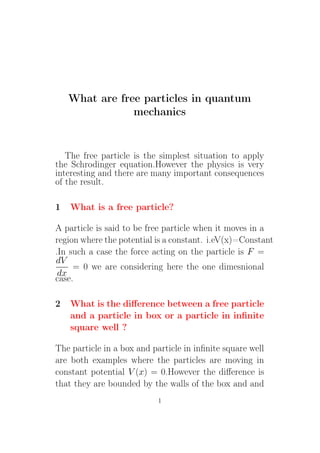 What are free particles in quantum mechanics | PDF | Physics | Science