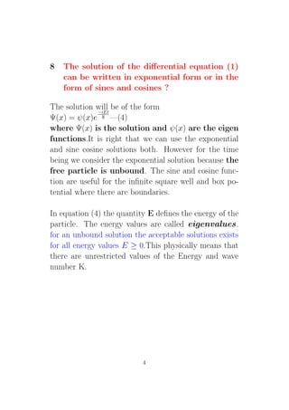 What are free particles in quantum mechanics | PDF
