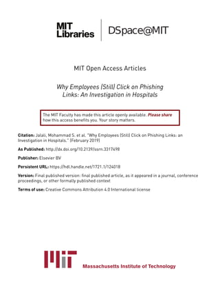 MIT Open Access Articles Why Employees (Still) Click on Phishing Links ...