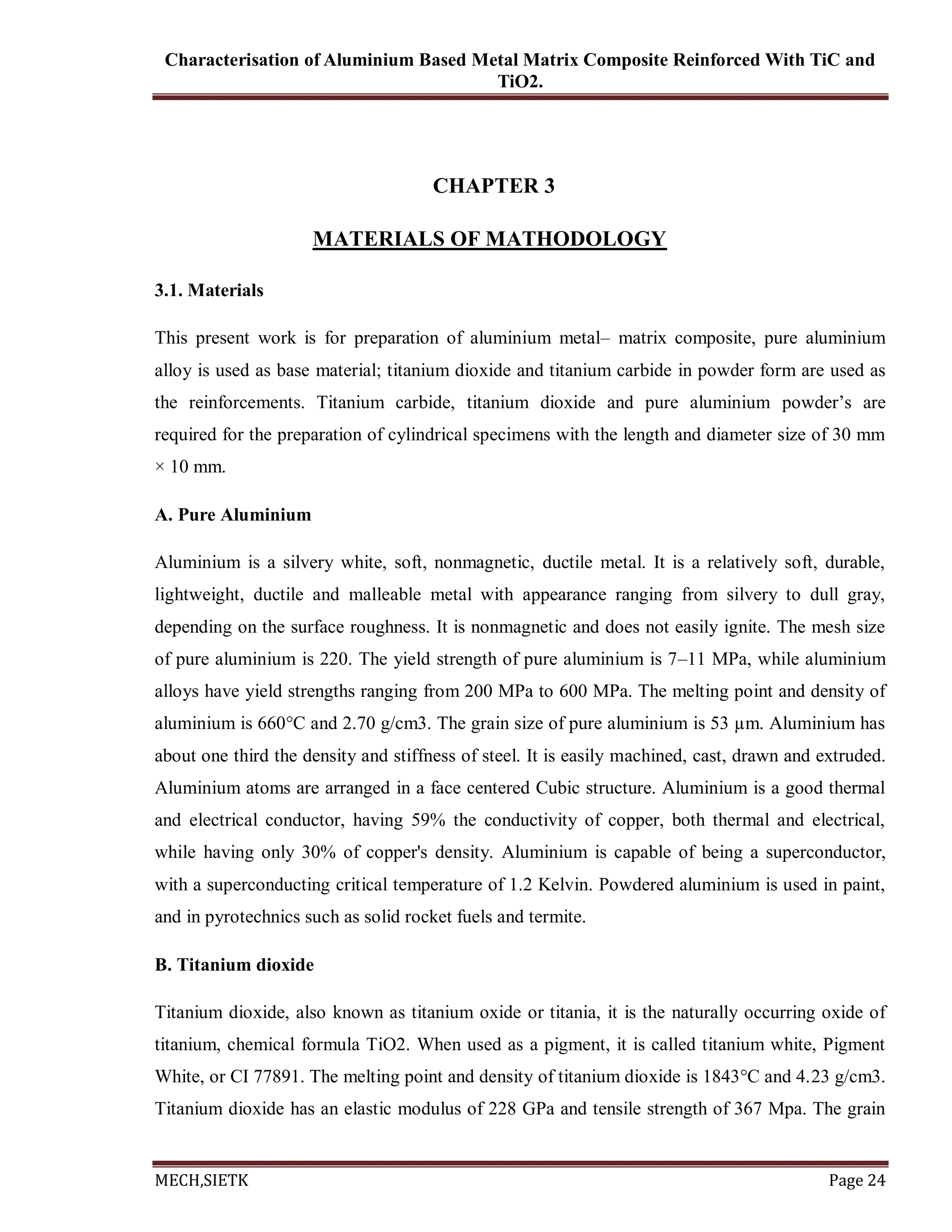 Characterisation of Aluminum based metal matrix composite reinforcement ...