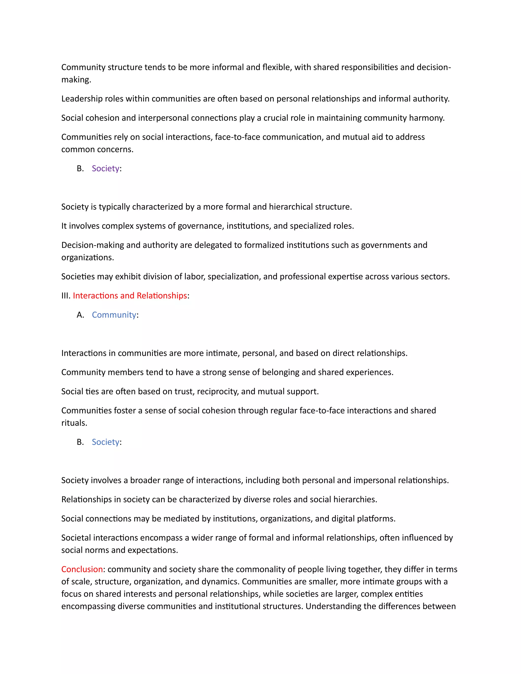 Difference between community and society | DOCX