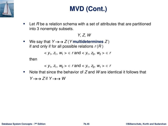 Normalization Chapter 7b Database System Concepts Ppt