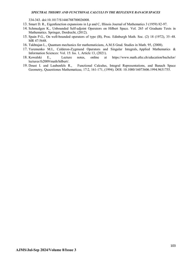 SPECTRAL THEORY AND FUNCTIONAL CALCULI IN THE REFLEXIVE BANACH SPACES | PDF