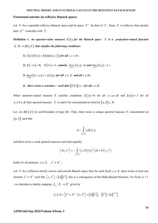 SPECTRAL THEORY AND FUNCTIONAL CALCULI IN THE REFLEXIVE BANACH SPACES | PDF