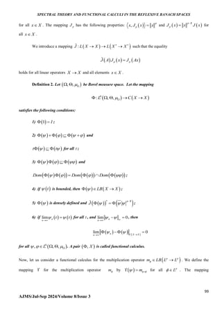 SPECTRAL THEORY AND FUNCTIONAL CALCULI IN THE REFLEXIVE BANACH SPACES | PDF