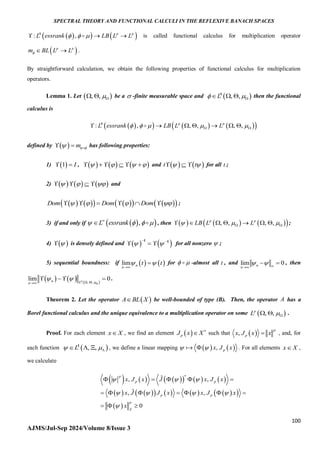 SPECTRAL THEORY AND FUNCTIONAL CALCULI IN THE REFLEXIVE BANACH SPACES | PDF