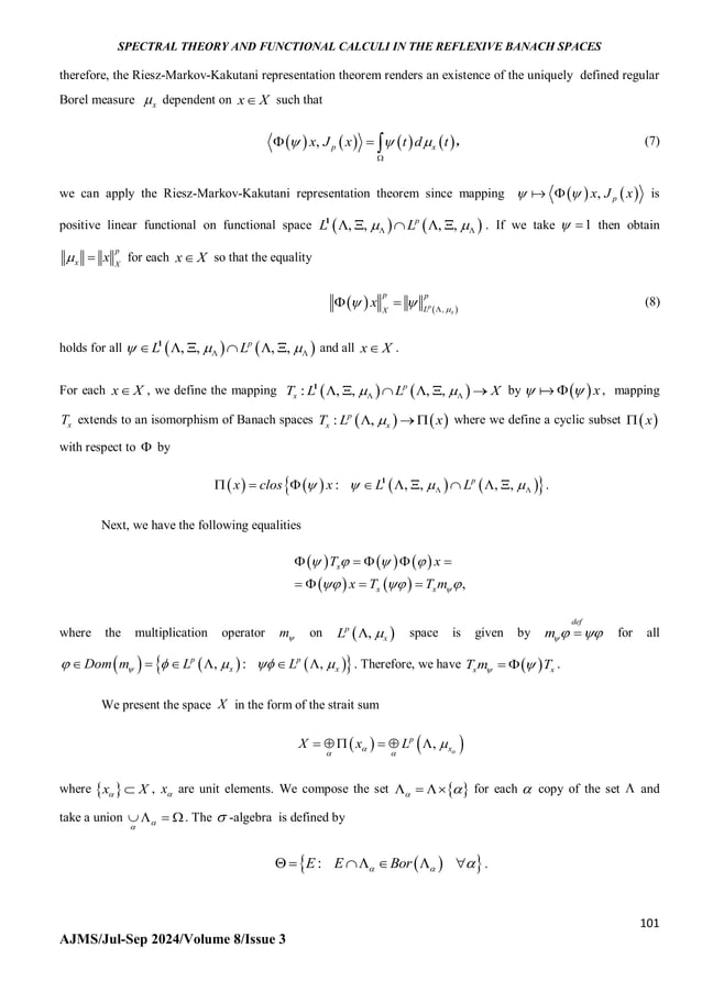 SPECTRAL THEORY AND FUNCTIONAL CALCULI IN THE REFLEXIVE BANACH SPACES | PDF