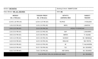 Document.docx the schedule of the class program | PPT