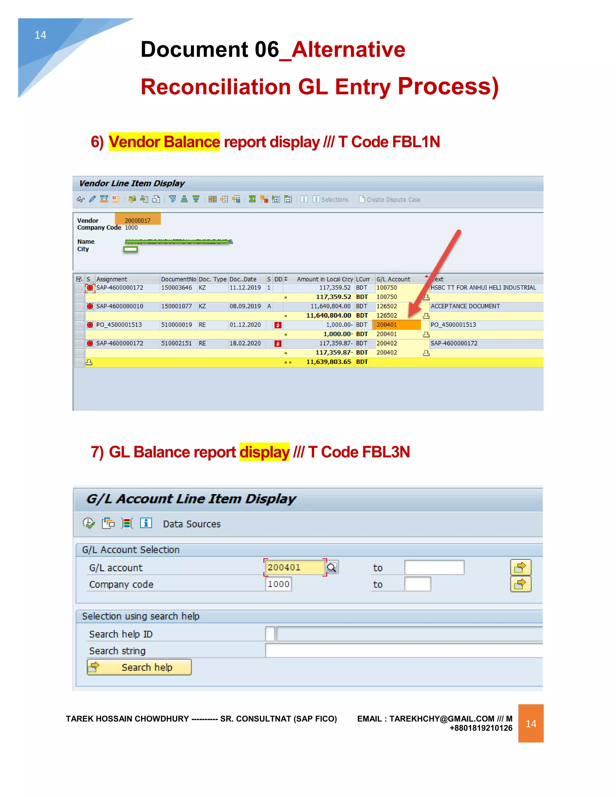 Document 06 Alternative reconciliation GL entry process in SAP | PDF
