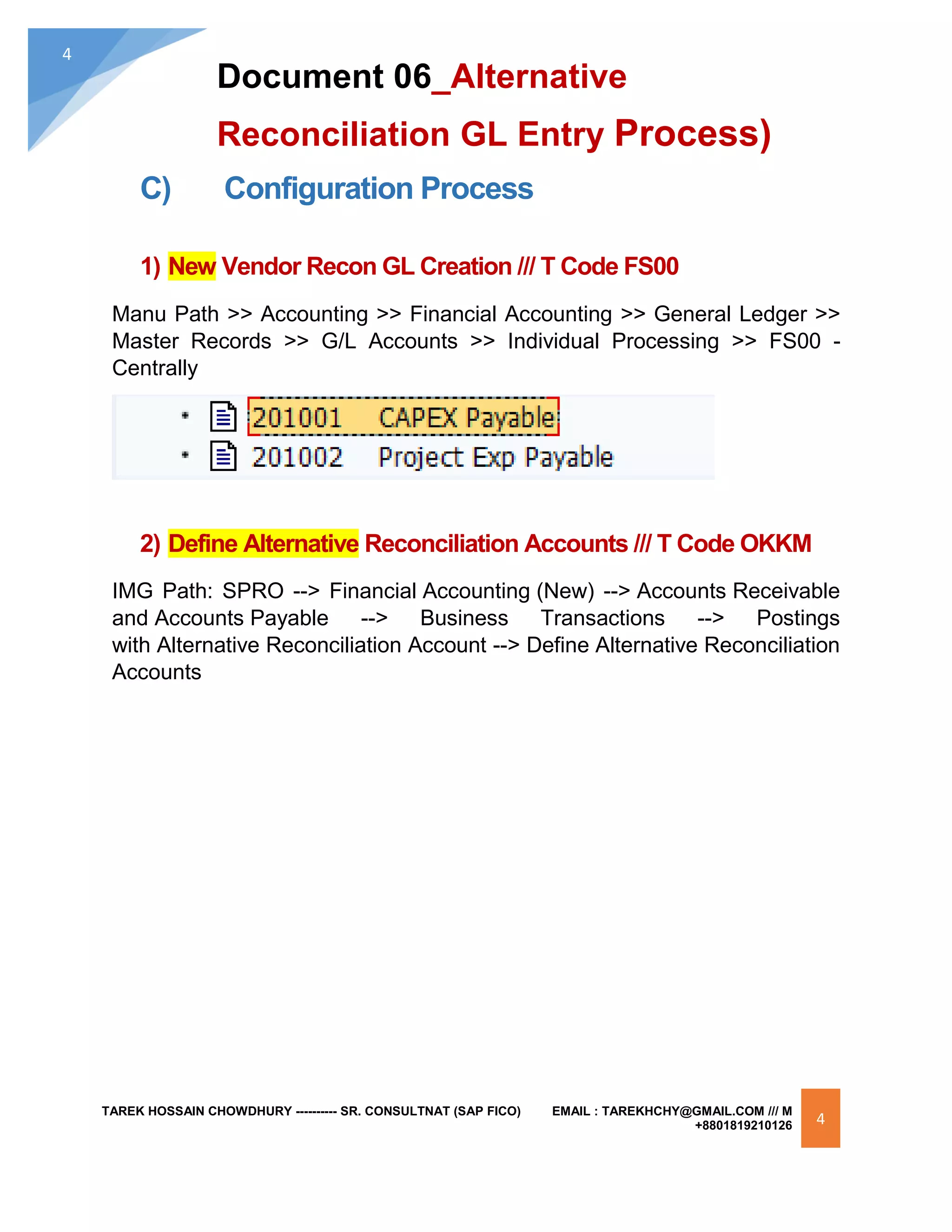 Document 06 Alternative reconciliation GL entry process in SAP | PDF