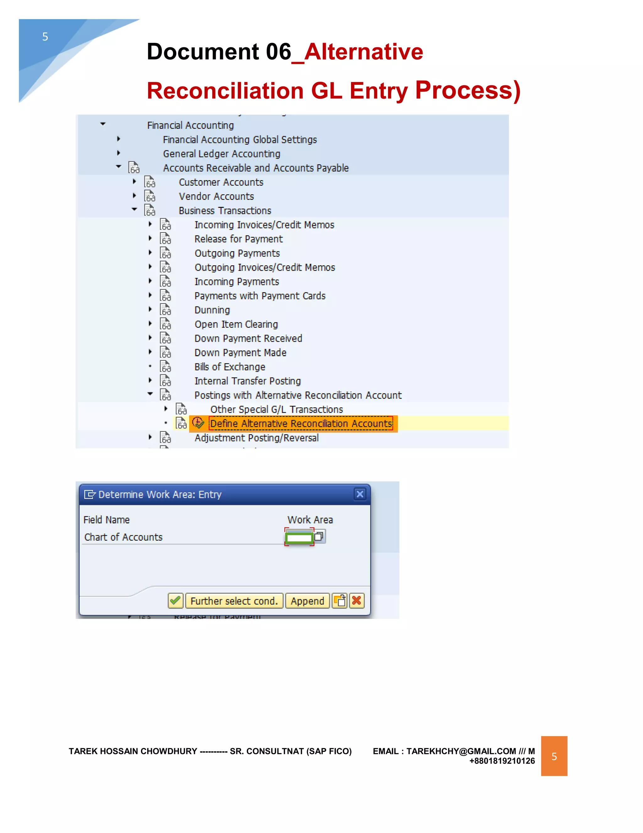 Document 06 Alternative reconciliation GL entry process in SAP | PDF