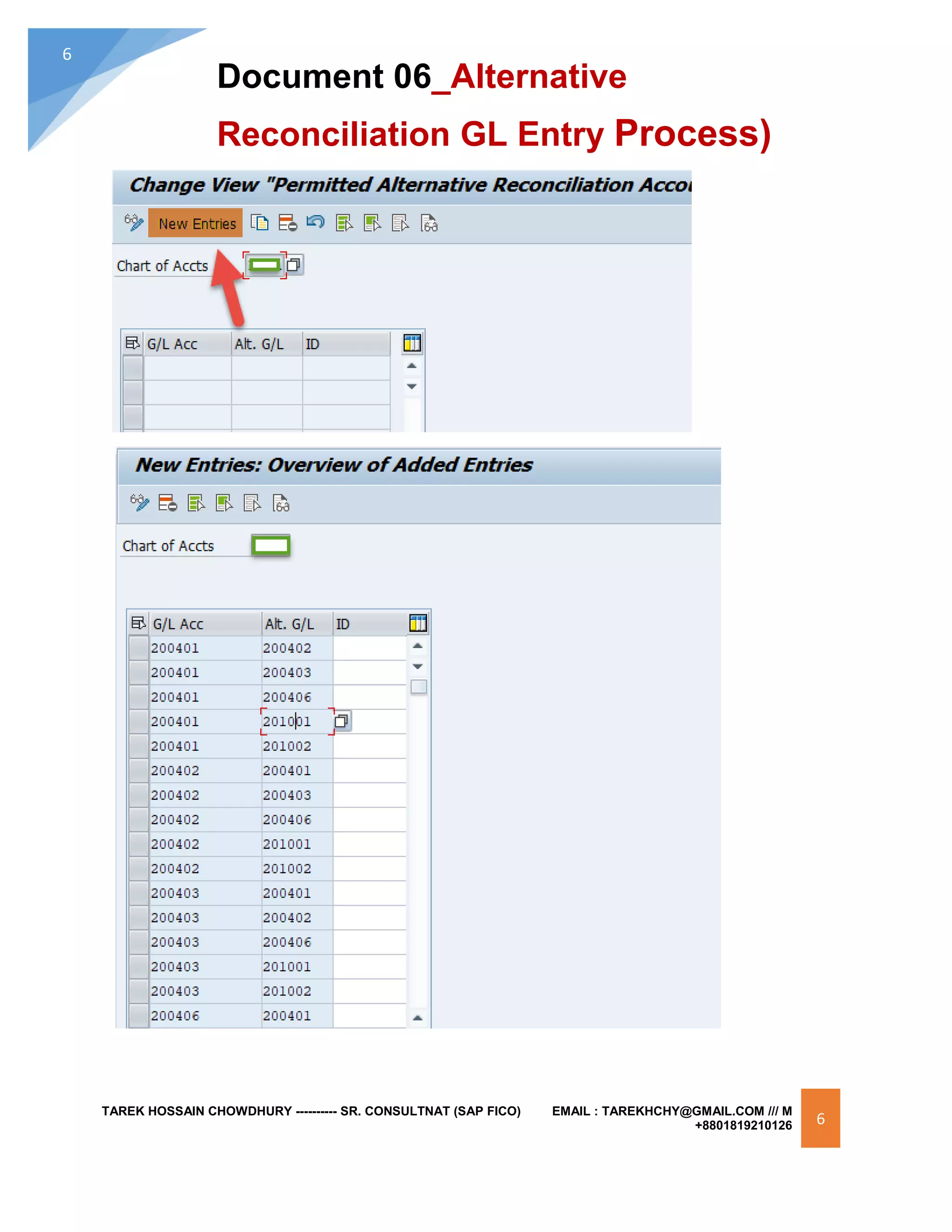 Document 06 Alternative reconciliation GL entry process in SAP | PDF