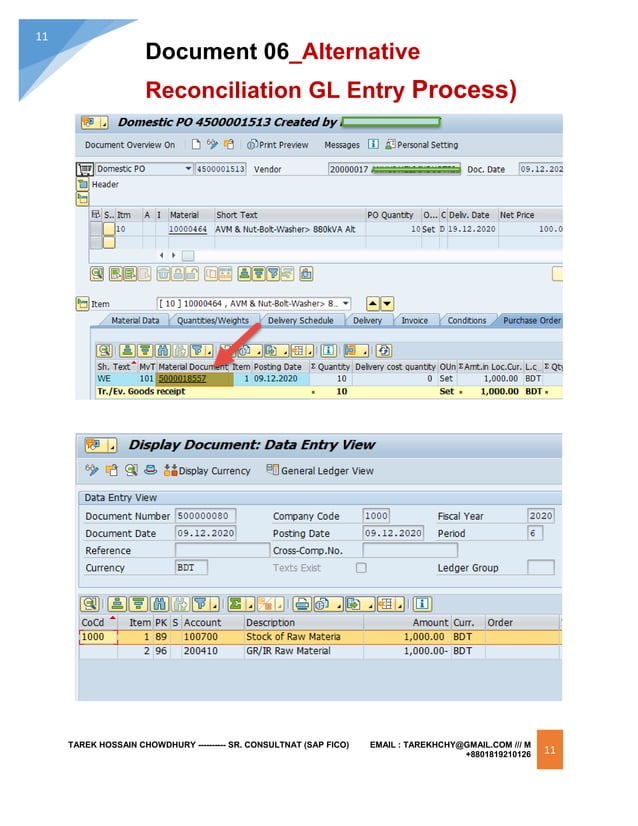 Document 06 Alternative reconciliation GL entry process in SAP | PDF