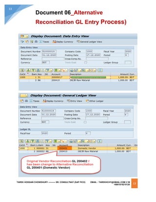 Document 06 Alternative reconciliation GL entry process in SAP | PDF