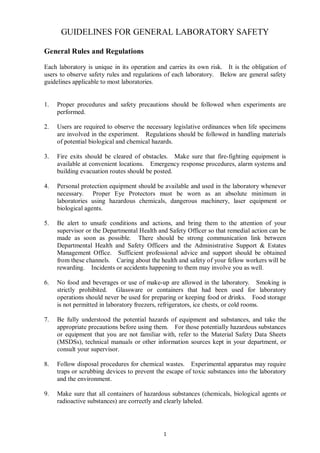 Guidelines for Laboratory safety | PDF