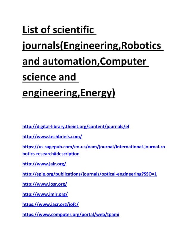 List of Scientific journals | PDF | Free Download