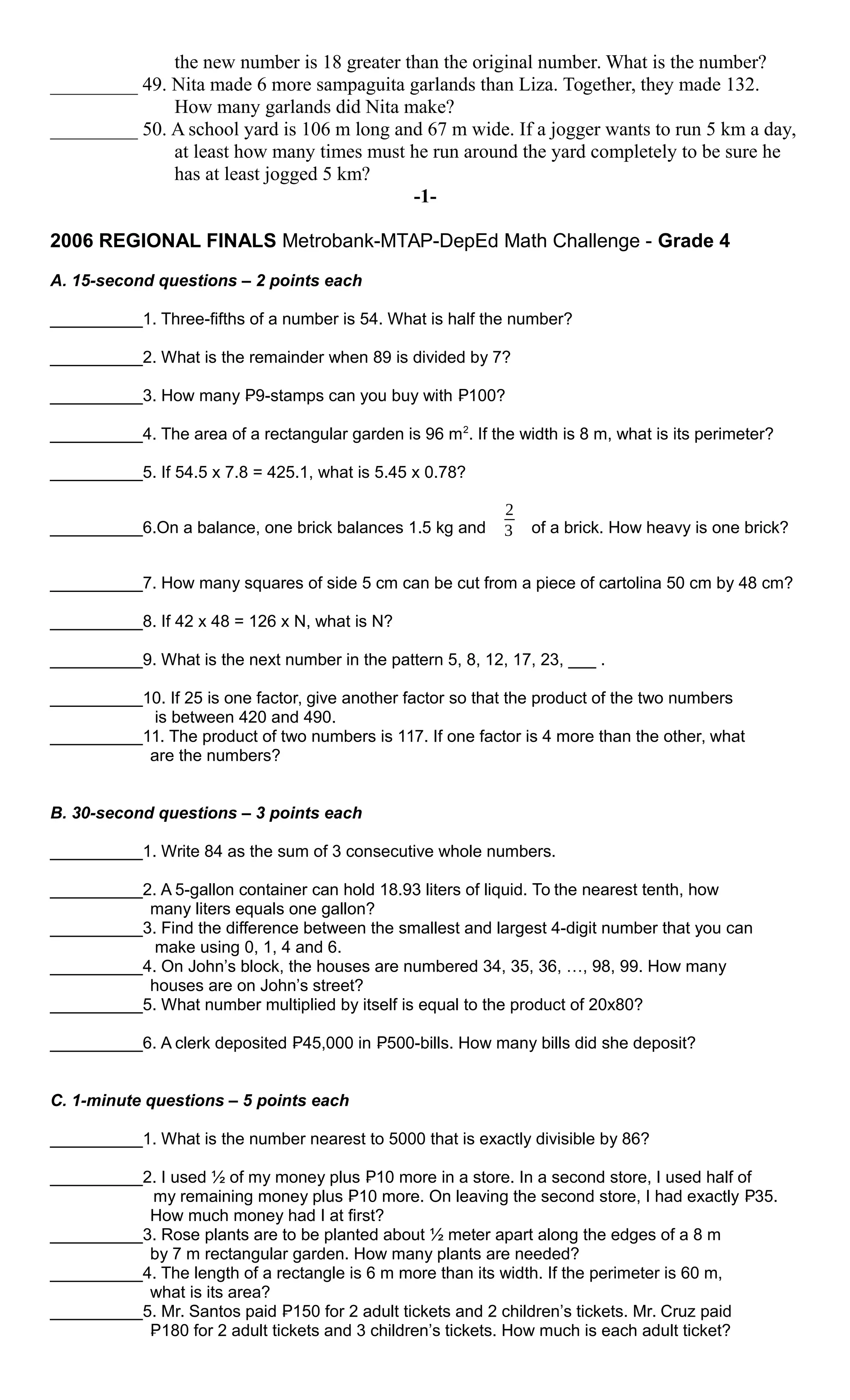 Grade 4 MTAP Reviewer | PDF