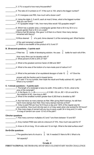 Grade 4 MTAP Reviewer | PDF