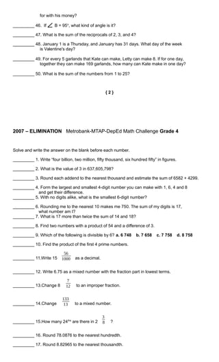 Grade 4 MTAP Reviewer | PDF