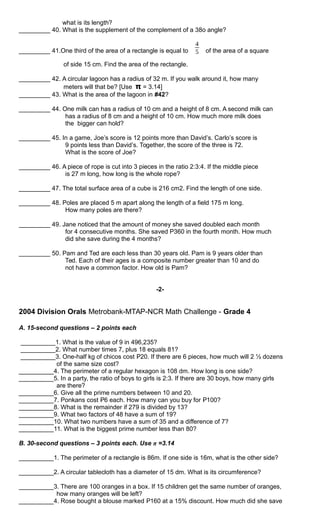 Grade 4 MTAP Reviewer | PDF
