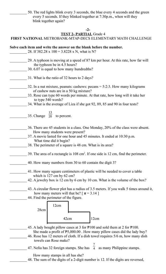 Grade 4 MTAP Reviewer | PDF