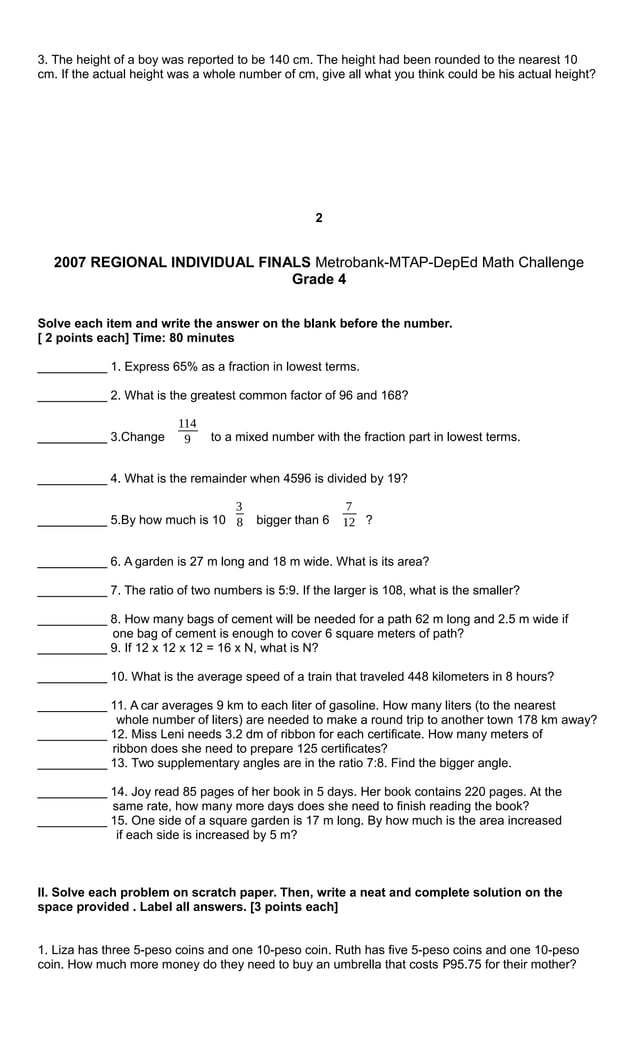 Grade 4 MTAP Reviewer | PDF