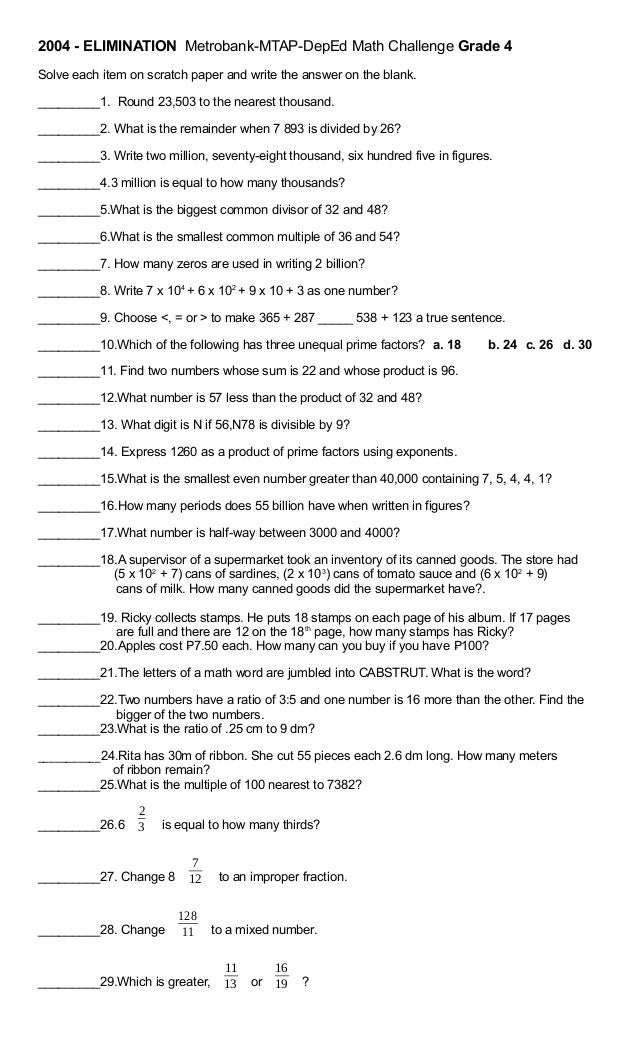 Grade 4 MTAP Reviewer