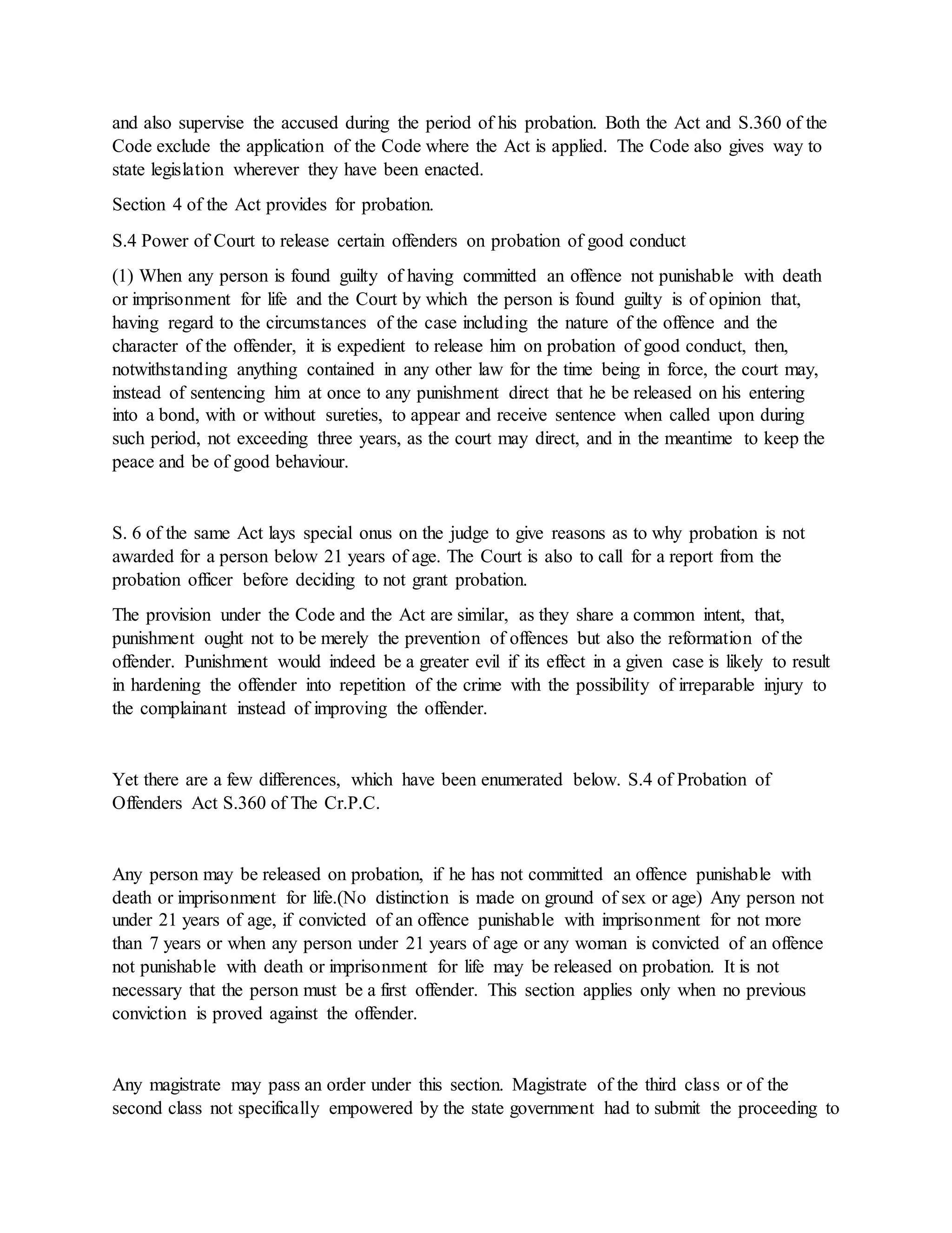 provation of offender act and crpc | DOCX