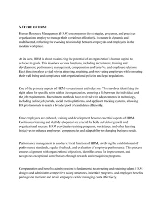 Human resource management project in detail | DOCX