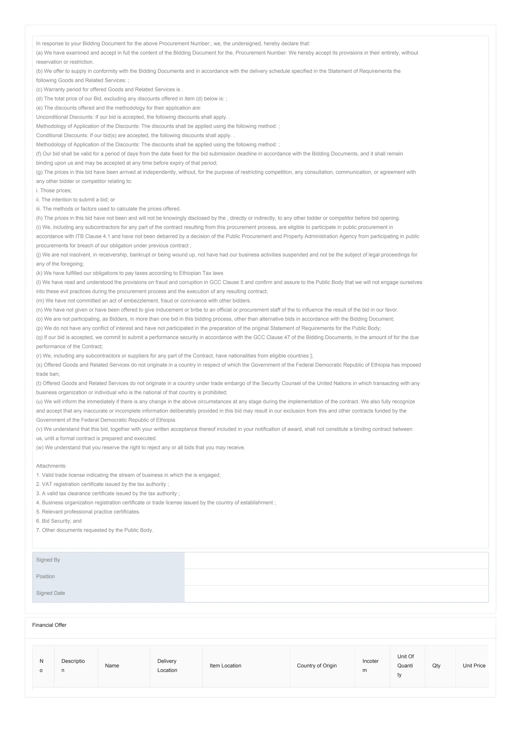 tender document preparation sample configratioon | PDF