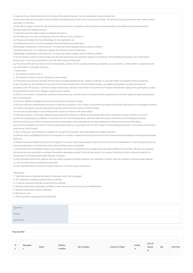 tender document preparation sample configratioon | PDF