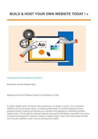 "BUILD & HOST YOUR OWN WEBSITE TODAY "!! | PDF
