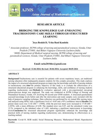 BRIDGING THE KNOWLEDGE GAP: ENHANCING TRACHEOSTOMY CARE SKILLS THROUGH ...