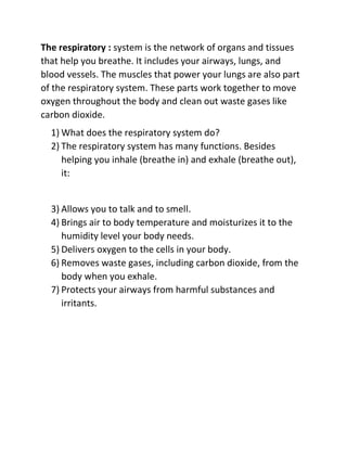 Report about Respiratory system | PDF