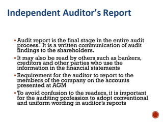 Aud589- INDEPENDENT AUDITOR REPORT ( FINAL STAGE OF AUDIT REPORT PROCESS) | PDF