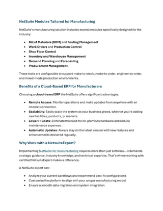 Streamline Operations with NetSuite Manufacturing | PDF