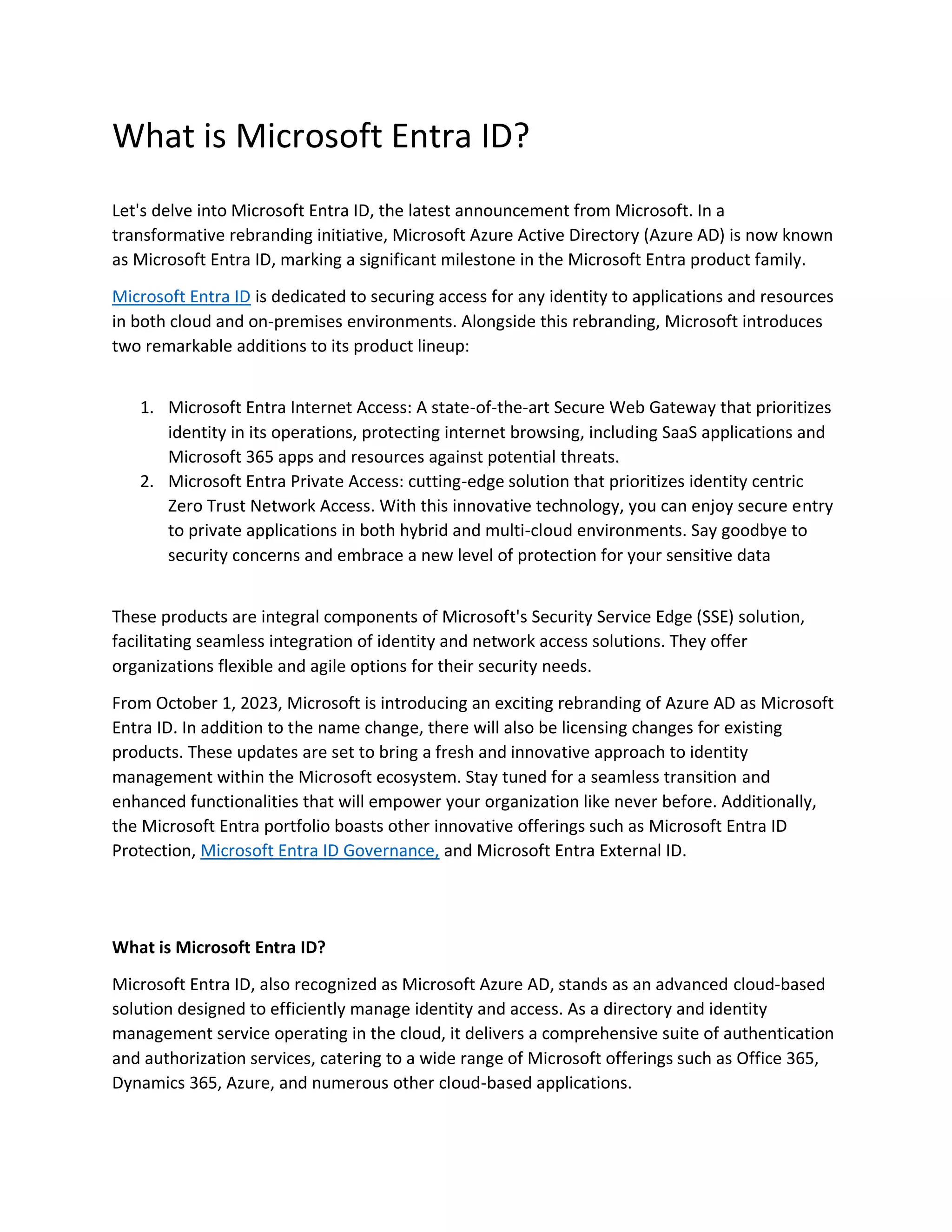 What is Microsoft Entra ID | PDF