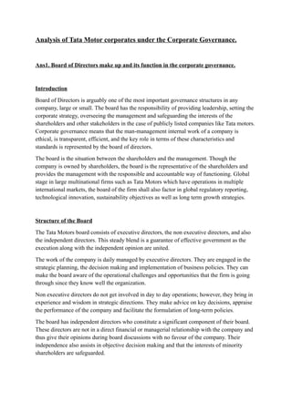 Comprehensive Analysis of Tata Motors' Corporate Governance Structure ...