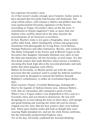 Document 1 of 1Hubert de Givenchy the man who shaped the Sixtie.docx